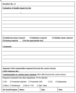 SOP for Handling of deviation